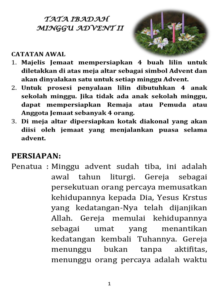 Ibadah Minggu Advent II: Tema Iman | PDF