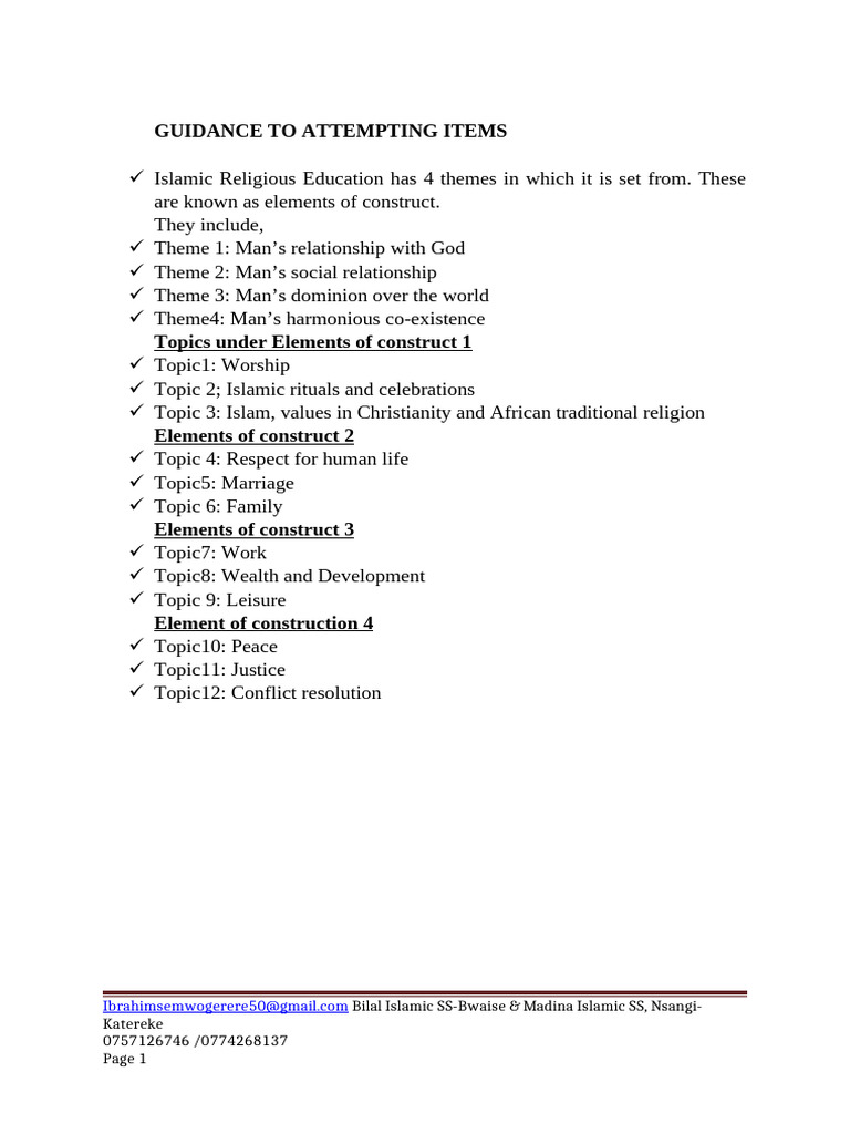 Islamic Education Exam Guidance | PDF | Prophets And Messengers In ...