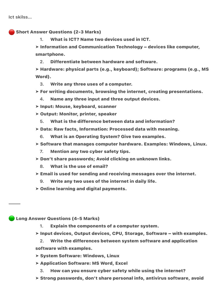 Ict Skilss… | PDF | Operating System | Input/Output