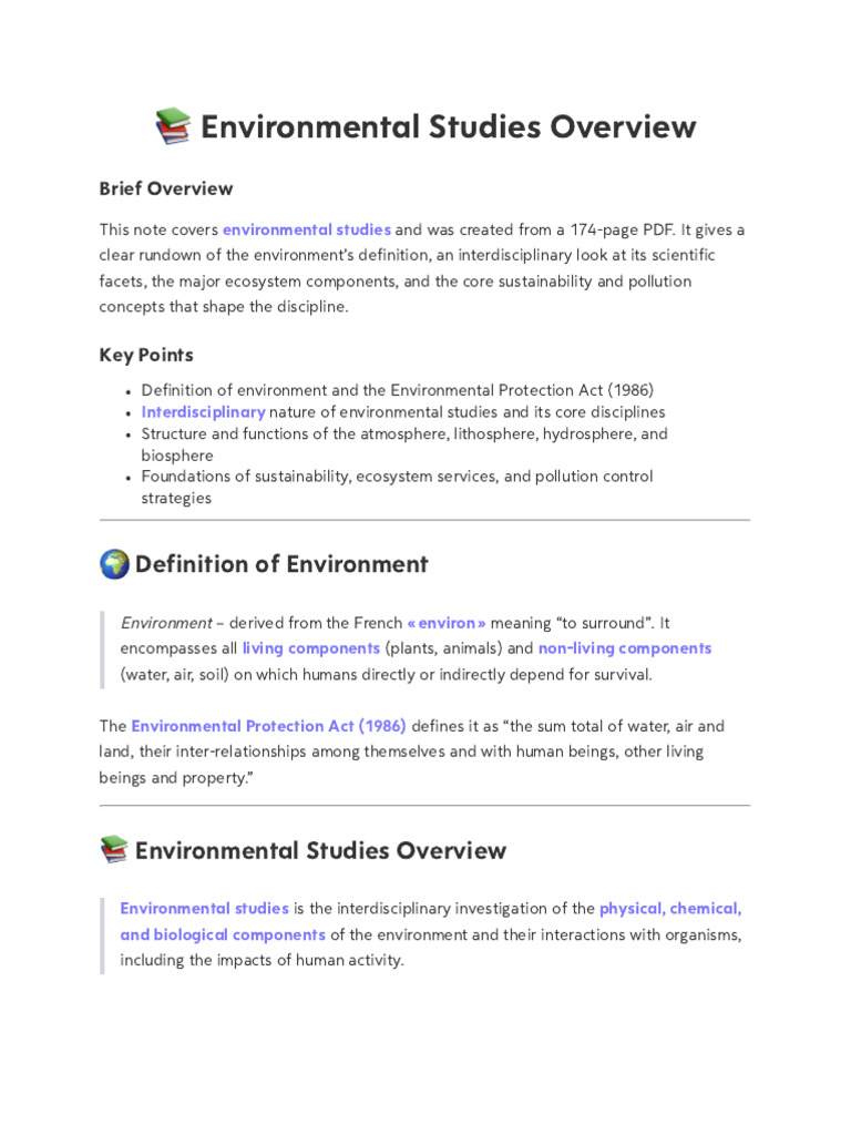 Environmental Studies Overview Guide | PDF | Grassland | Food Web