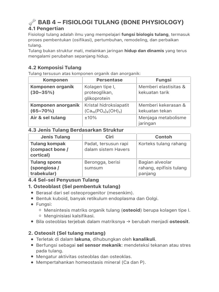 ? Bab 4 – Fisiologi Tulang (Bone Physiology) | PDF