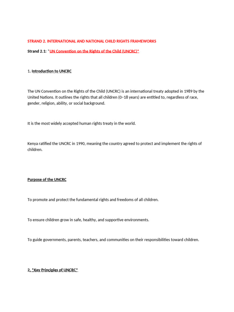 Child Rights Notes Strand 2,3.(1) | PDF | Child Abuse | Child Protection