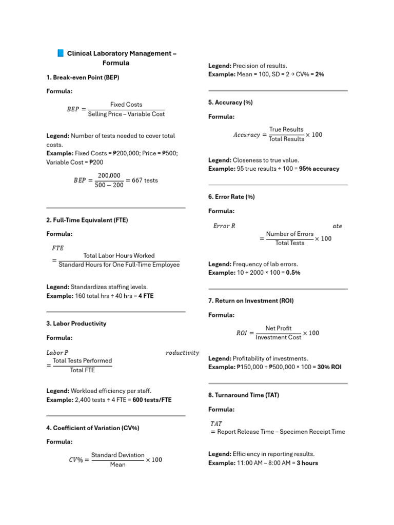 Clinical Laboratory Management Pt.1 | PDF | Coefficient Of Variation