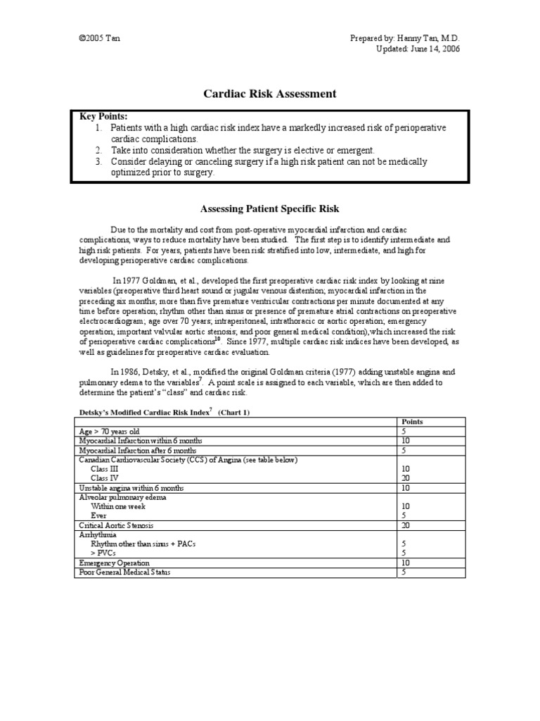 Cardiac Risk Assessment | PDF | Myocardial Infarction | Angina Pectoris