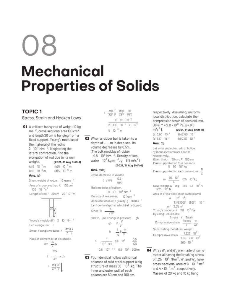 Elongation and Strain in Rods and Wires | PDF | Young's Modulus ...