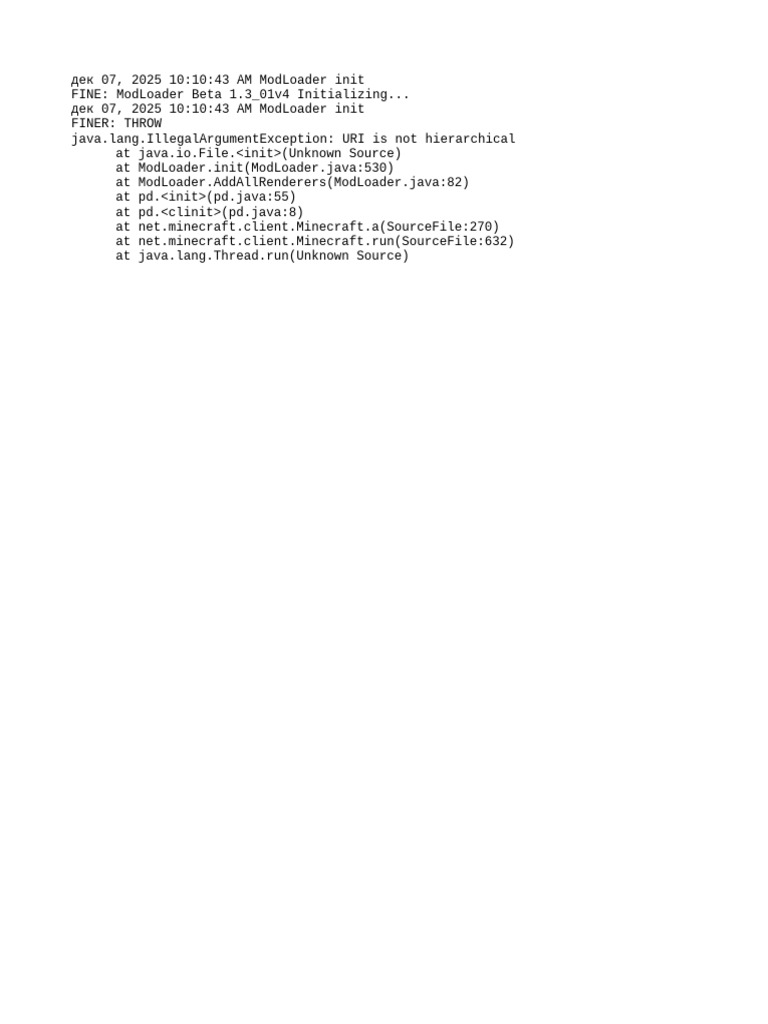 ModLoader Initialization Error Log | PDF