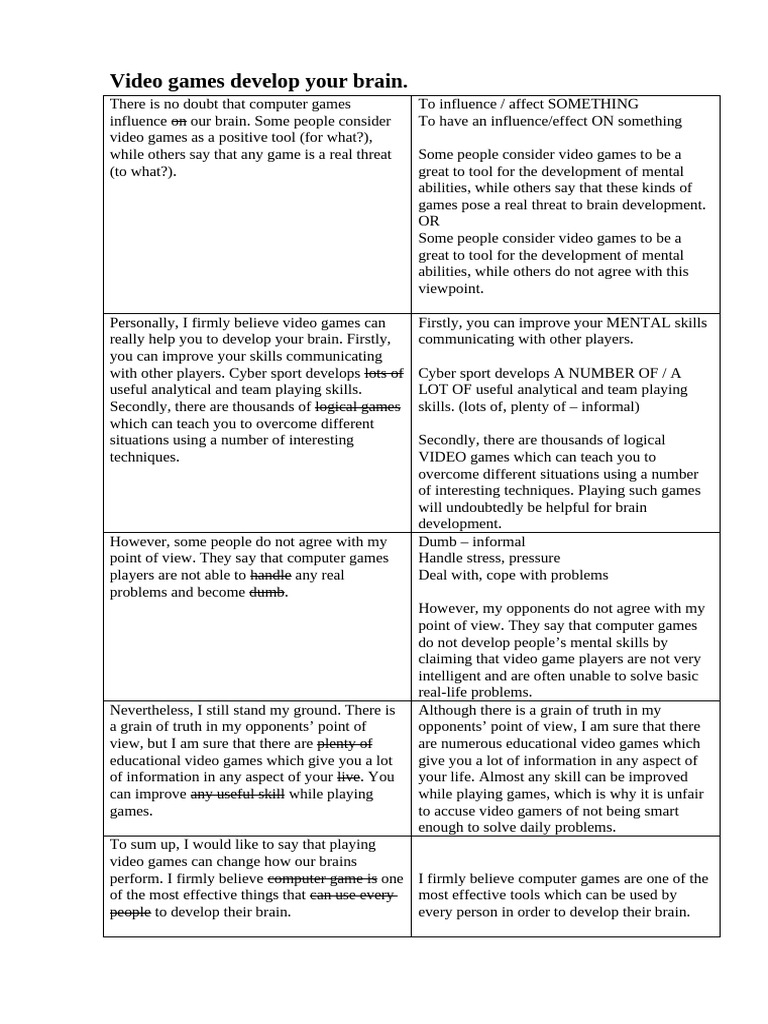 Video Games Develop Your Brain | PDF | Video Games | Cognition