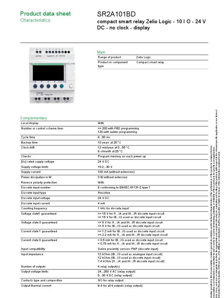 Zelio Logic SR2A101BD | PDF | Relay | Electronic Circuits