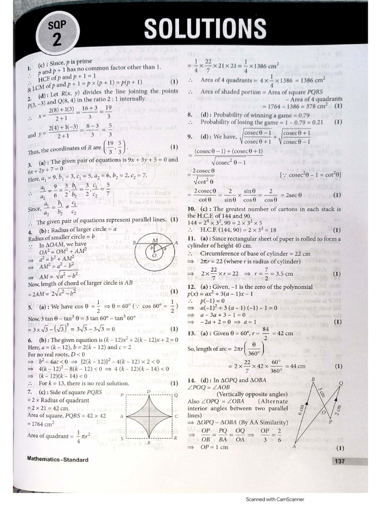 10 CBSE SQP 2 Standard Solution | PDF