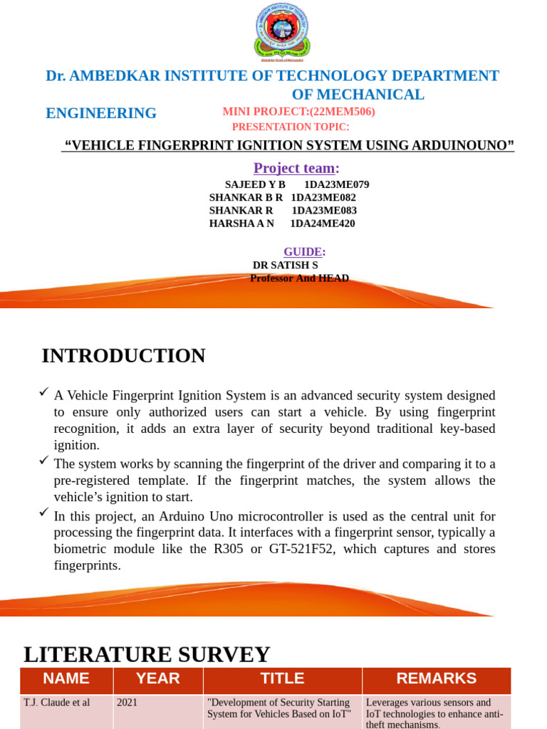 Vehicle Fingerprint Ignition System | PDF | Biometrics | Fingerprint