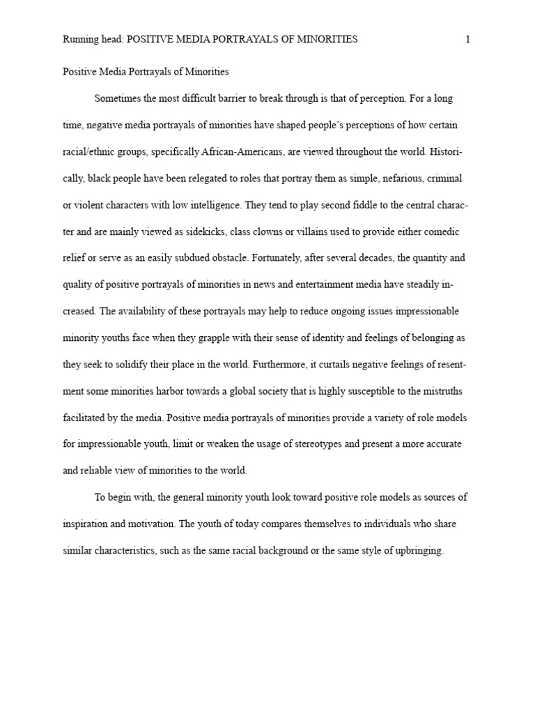 Positive Media Portrayals of Minorities | PDF | Stereotypes | Minority ...