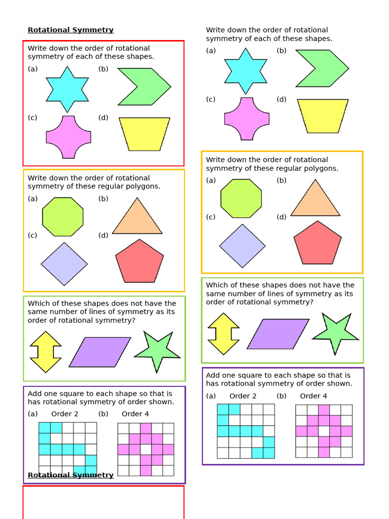 Rotational Symmetry Practice Strips | PDF