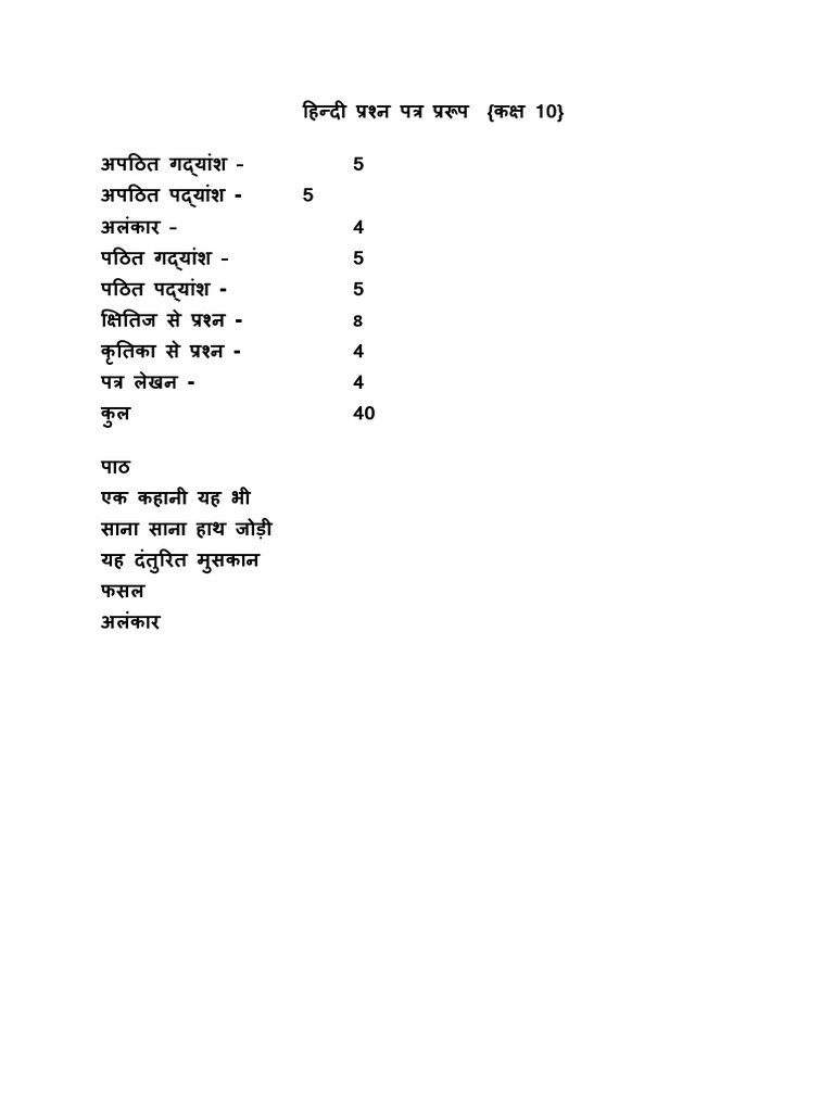 Class 10 Blue Print | PDF