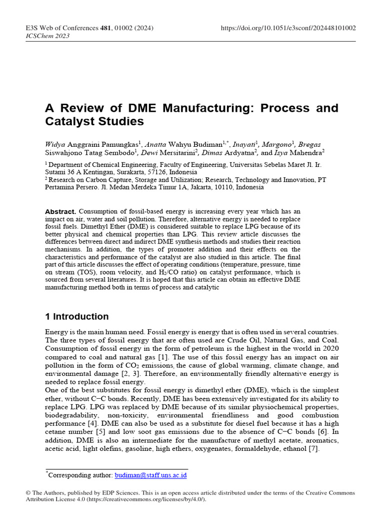 A Review of DME Manufacturing Web of Conference 2024 | PDF ...