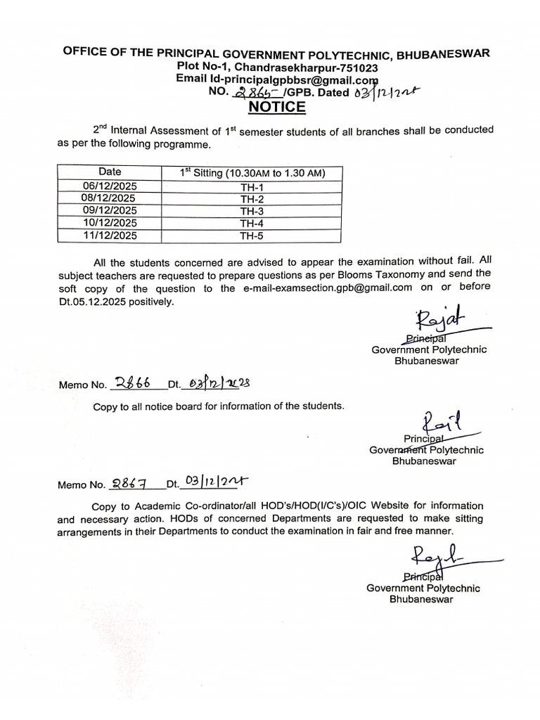 2nd Internal Assessment Notice | PDF