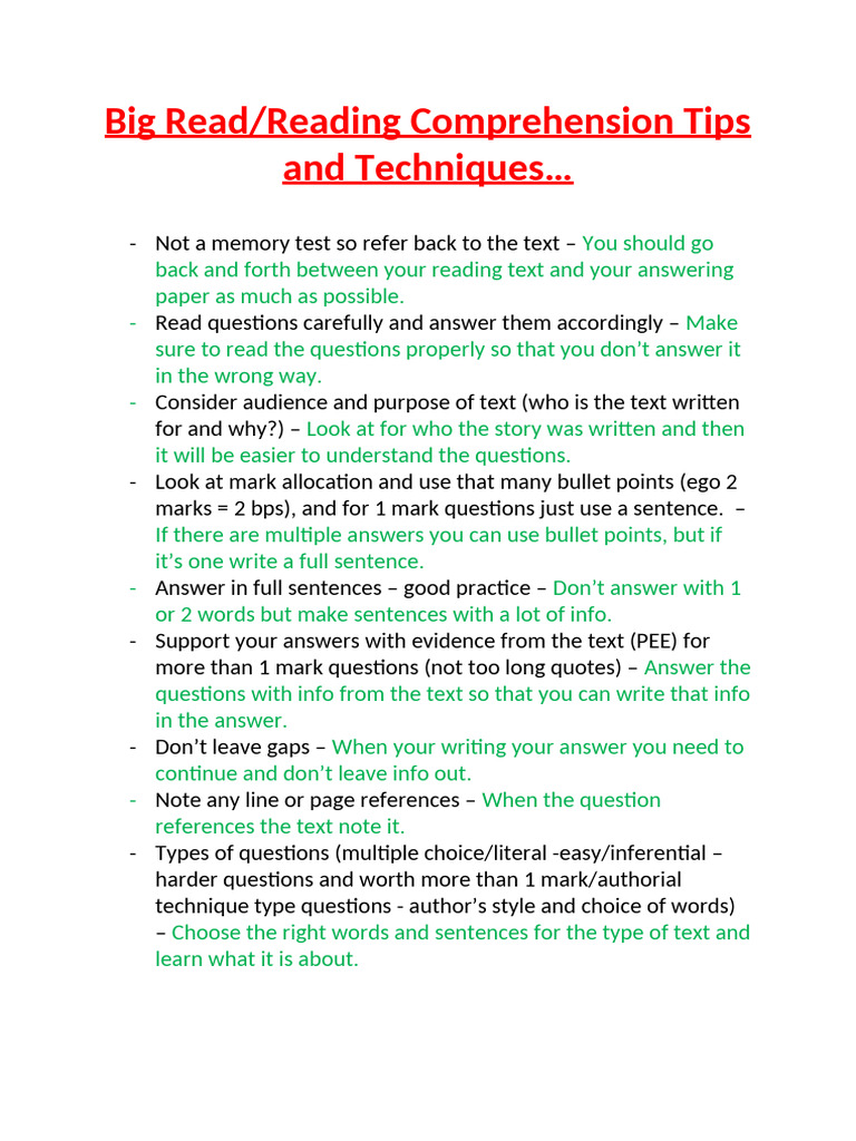 Big Read Tips and Techniques-2 | PDF | Learning | Human Communication