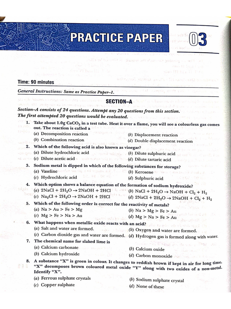 Class 10 Practice Paper | PDF