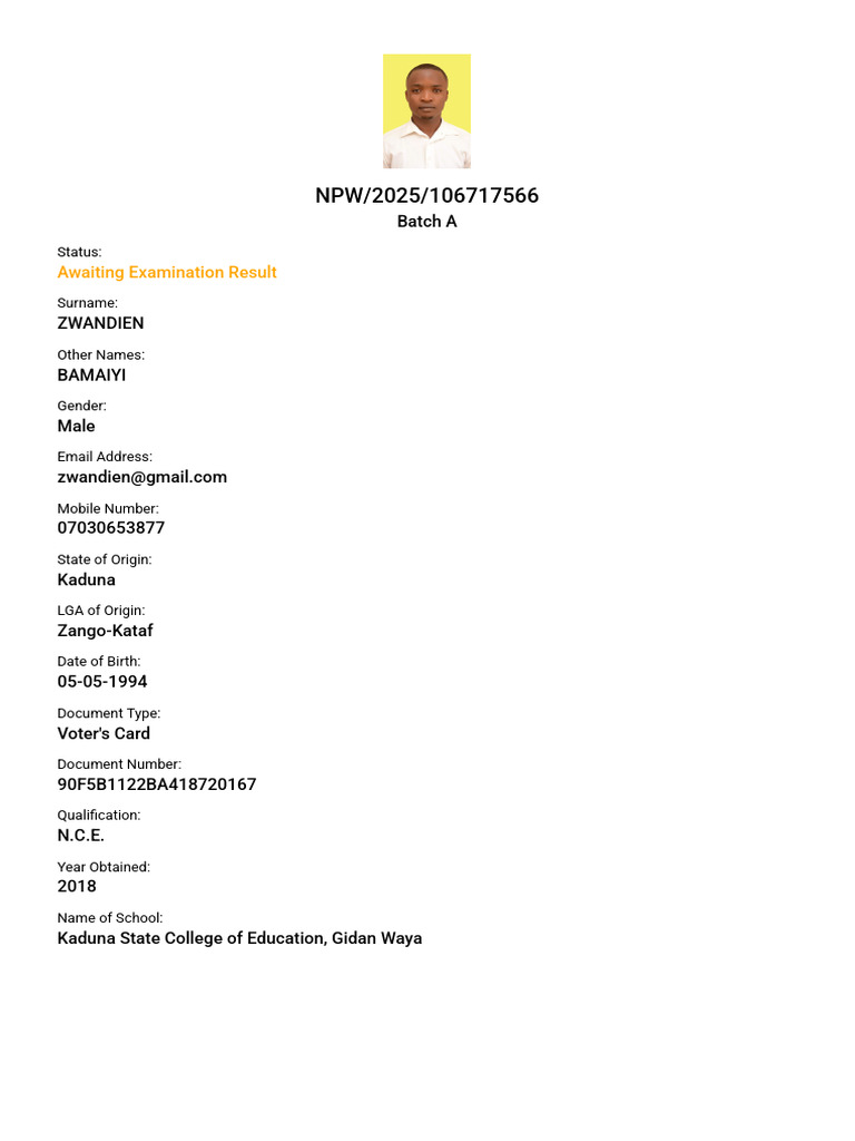 Batch A: Awaiting Examination Result | PDF