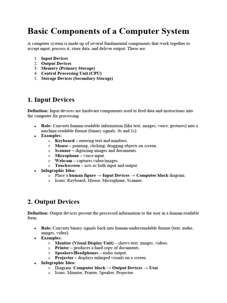 1.2 Basic Components of a Computer System | PDF | Computer Data Storage | Central Processing Unit