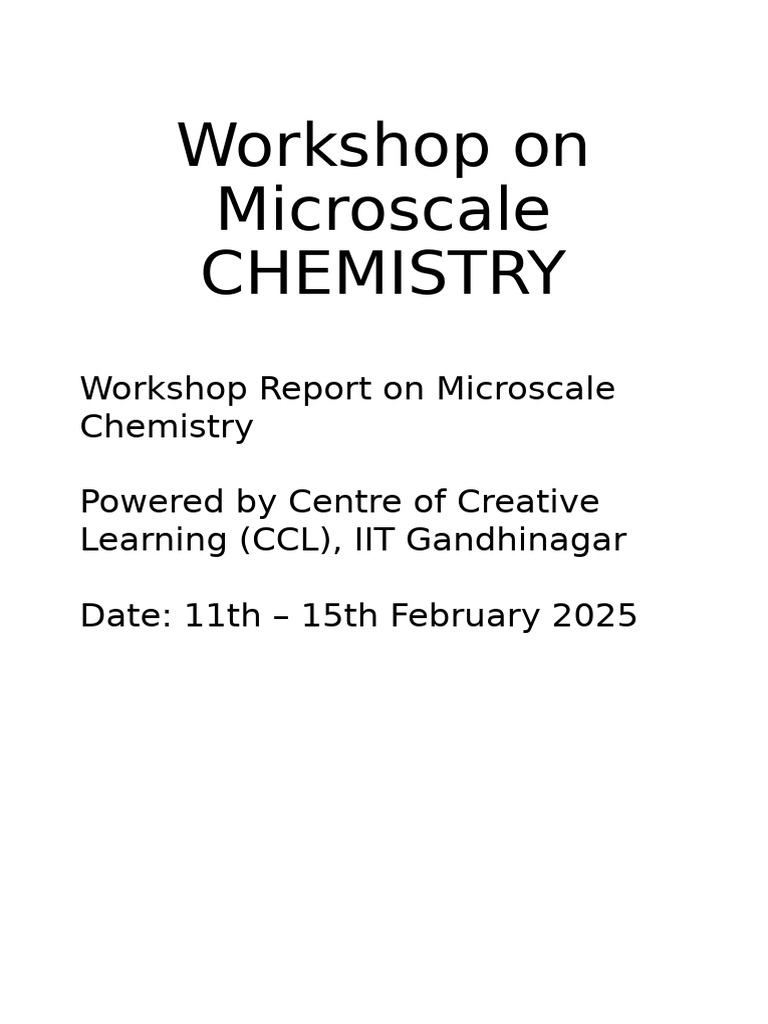 Microscale Chemistry Workshop Report | PDF | Hydrogen Peroxide ...