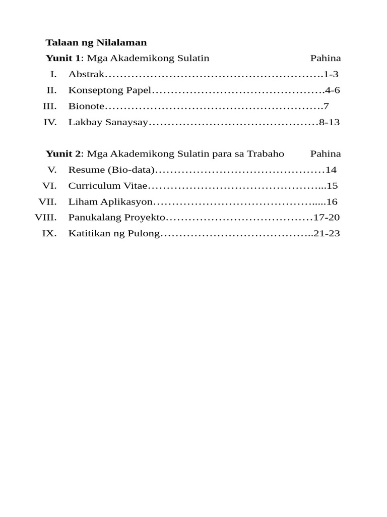Talaan NG Nilalaman | PDF