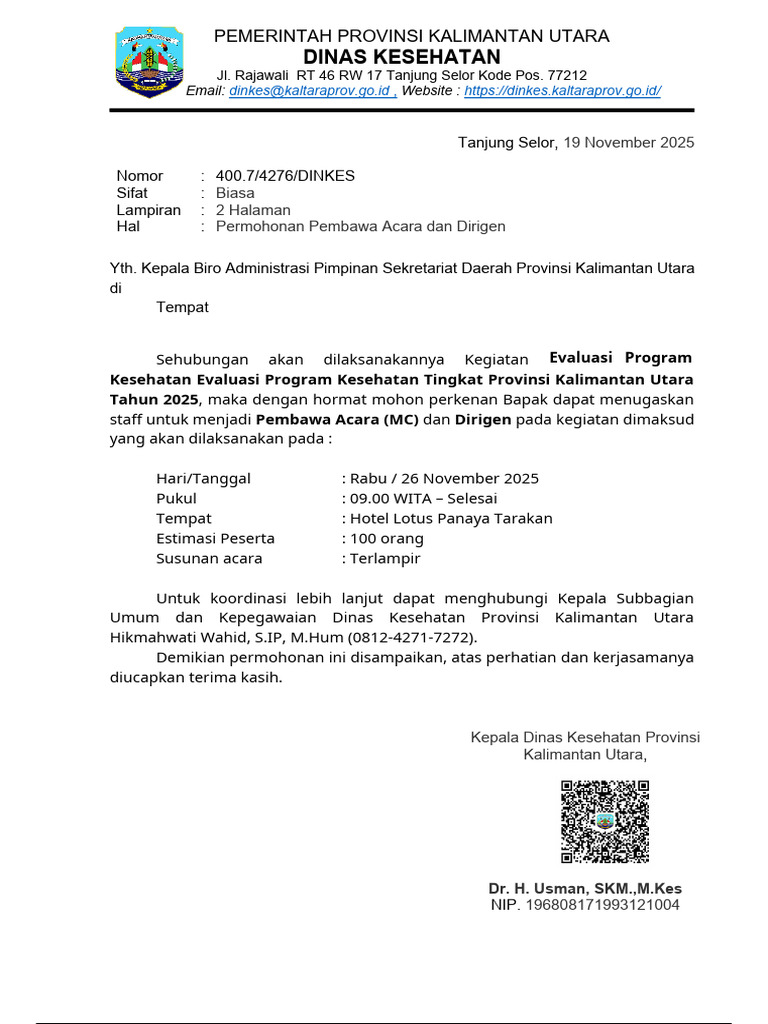 Permohonan Pembawa Acara Dan Dirigen | PDF