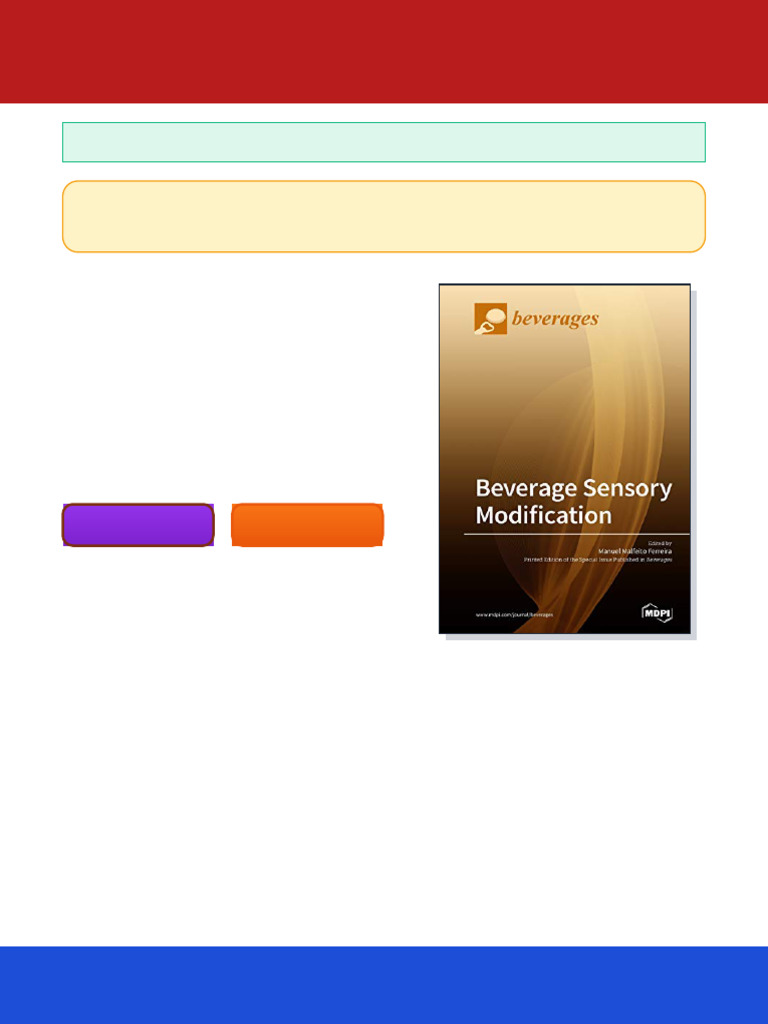 Beverage Sensory Modification Manuel Malfeito Ferreira Editor ebook ...
