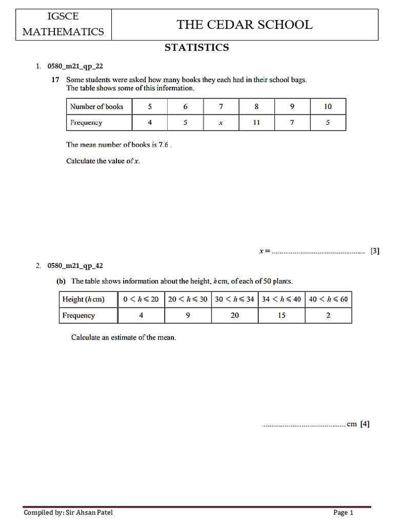 IGCSE Mathematics Statistics Guide | PDF