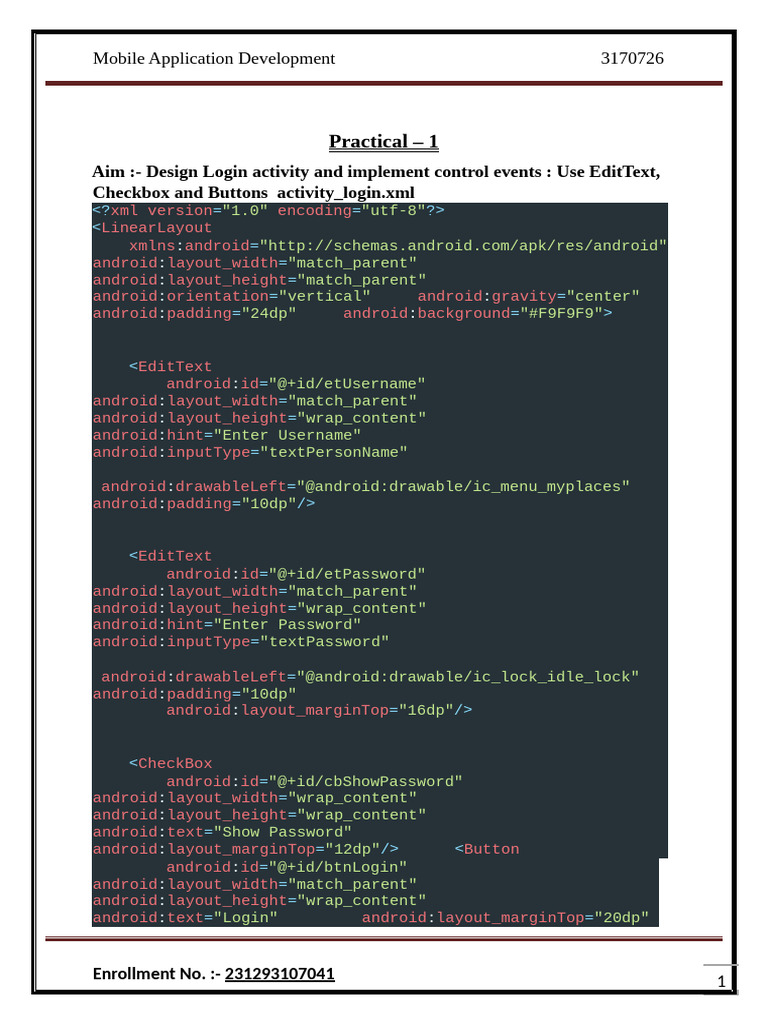 Mobile App Login Activity Design | PDF | Android (Operating System ...