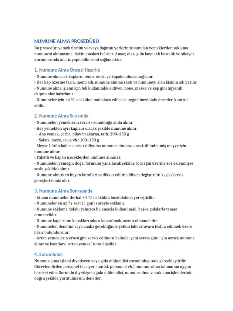 Numune Alma Proseduru | PDF