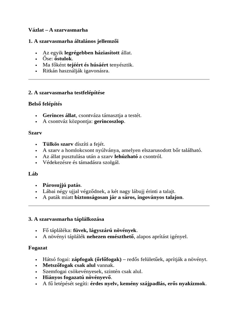 Vázlat a szarvasmarha | PDF