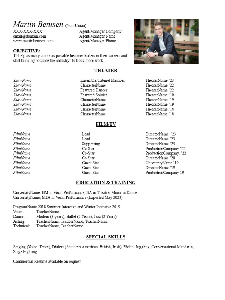 Kopie Van Acting Resume Template | PDF | Singing | Musicology