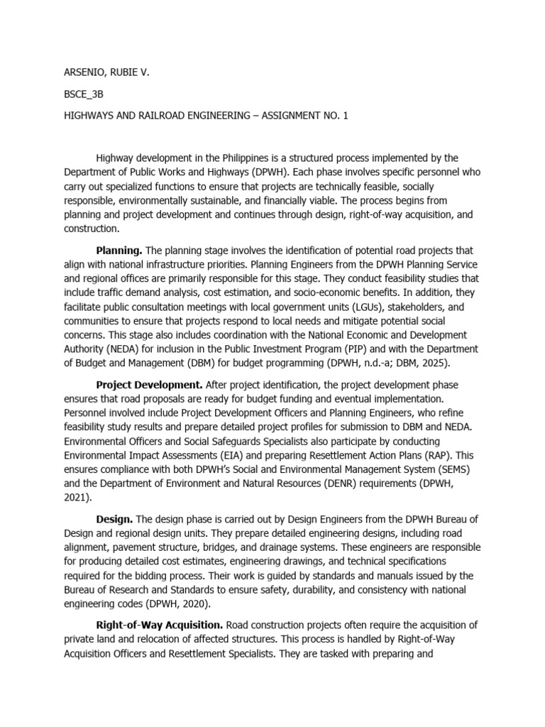 Philippine Highway Development Process | PDF | Road | Regulatory Compliance