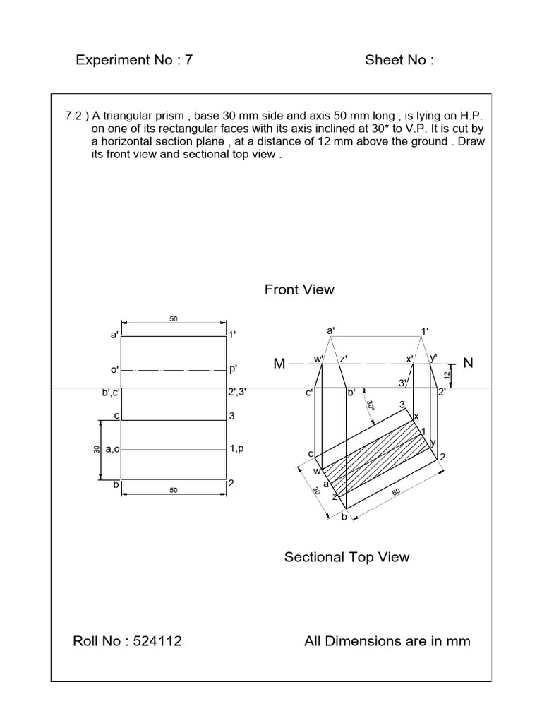 Triangular Prism Sectional Views | PDF