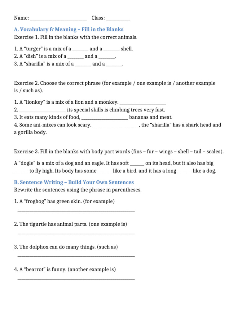 Ani-Mix Writing Worksheet | PDF