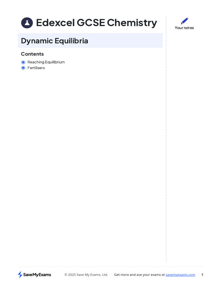 GCSE Chemistry: Dynamic Equilibria Guide | PDF | Reaction Rate ...