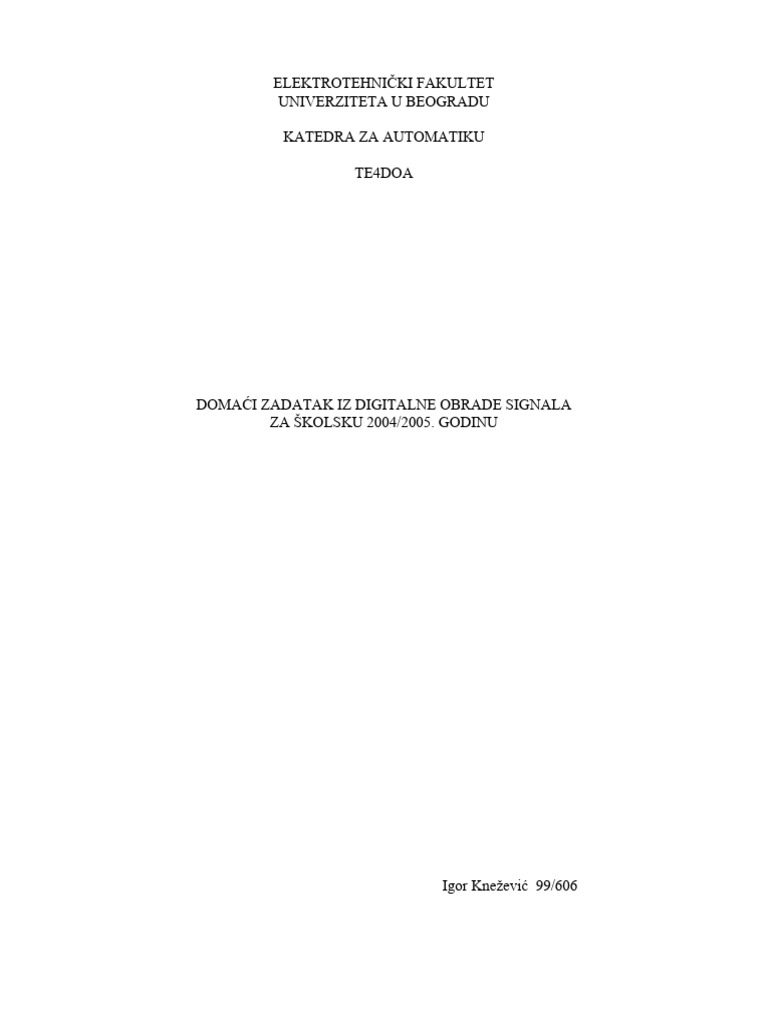 Domaci - Digitalna Obrada Signala | PDF