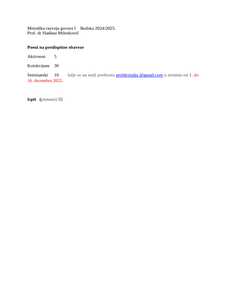 MRG I Poeni Predispitne 2024 | PDF