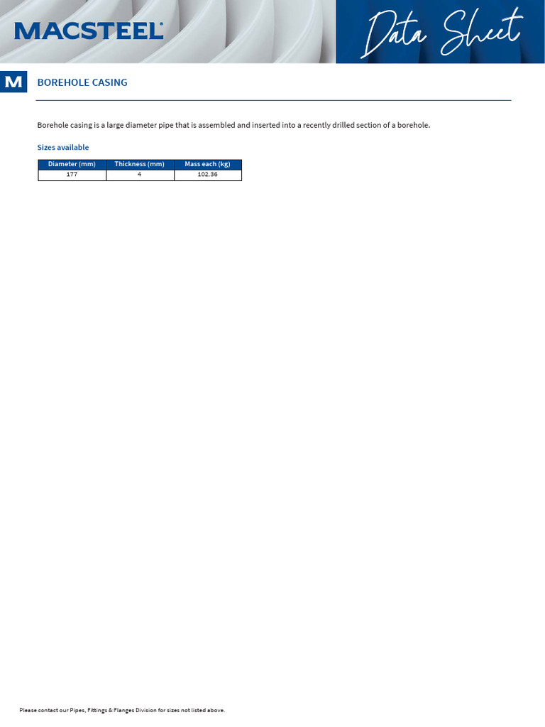 Borehole Casing Specifications Guide | PDF