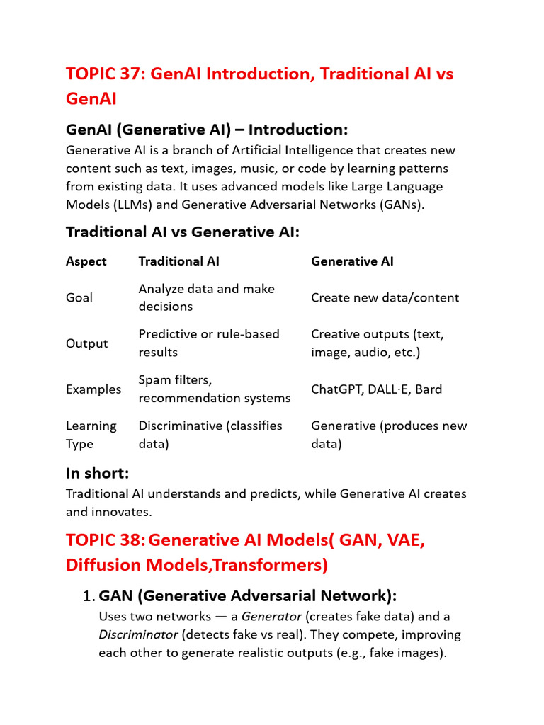 Understanding Generative AI Models | PDF | Artificial Intelligence ...