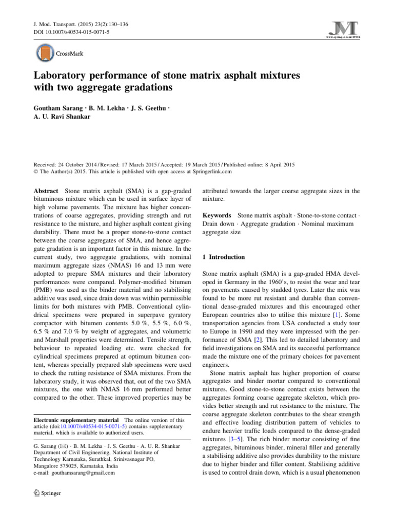 Goutham Sarang Laboratory Performanceof Stone Matrix Asphalt Mixtures ...