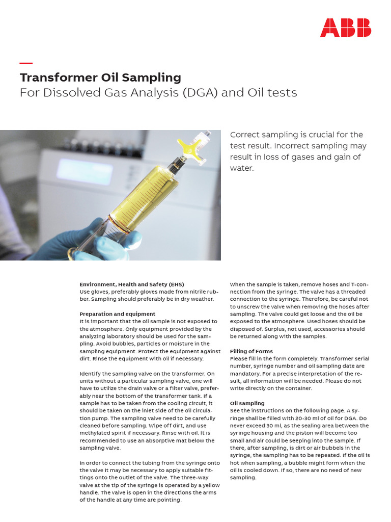 Transformer oil sampling | PDF | Equipment