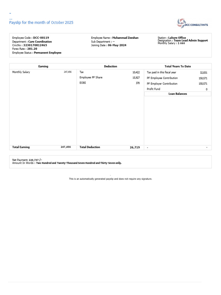 Employee Payslip | PDF