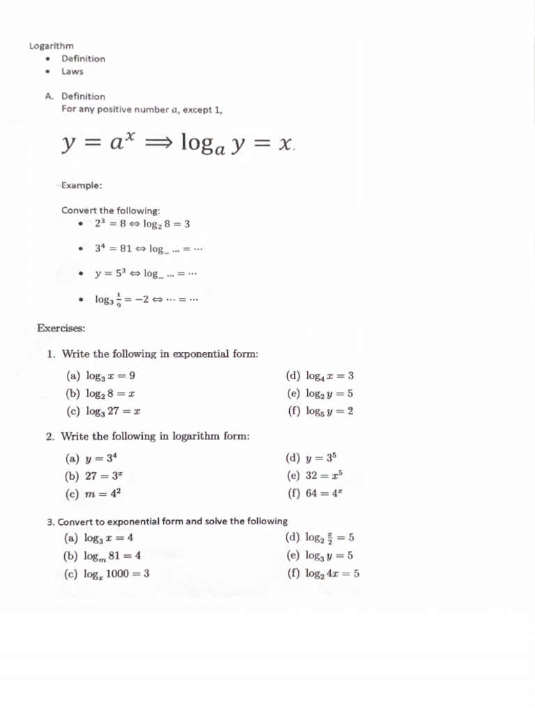 Exponent & Logarithm | PDF