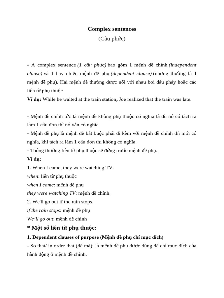 Understanding Complex Sentences | PDF | Swimming