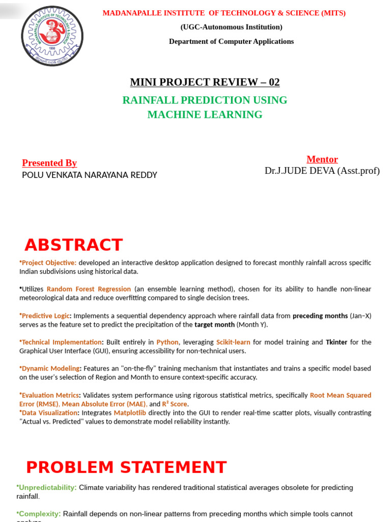 Rainfall Prediction Using Mechine Learning | PDF | Prediction | Machine ...