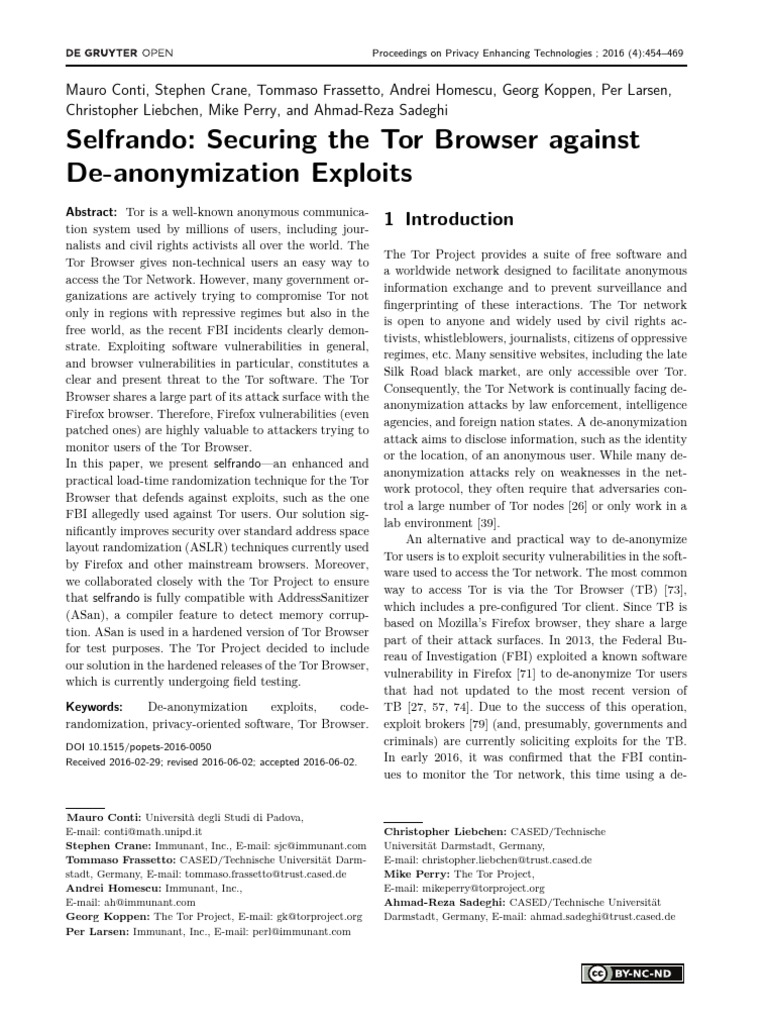 Enhancing Tor Browser Security with Selfrando | PDF | Software ...