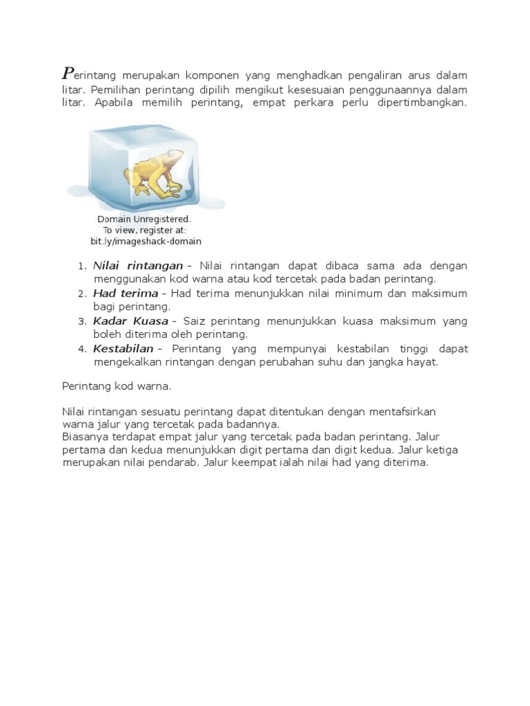 Perintang Merupakan Komponen Yang Menghadkan Pengaliran Arus Dalam ...