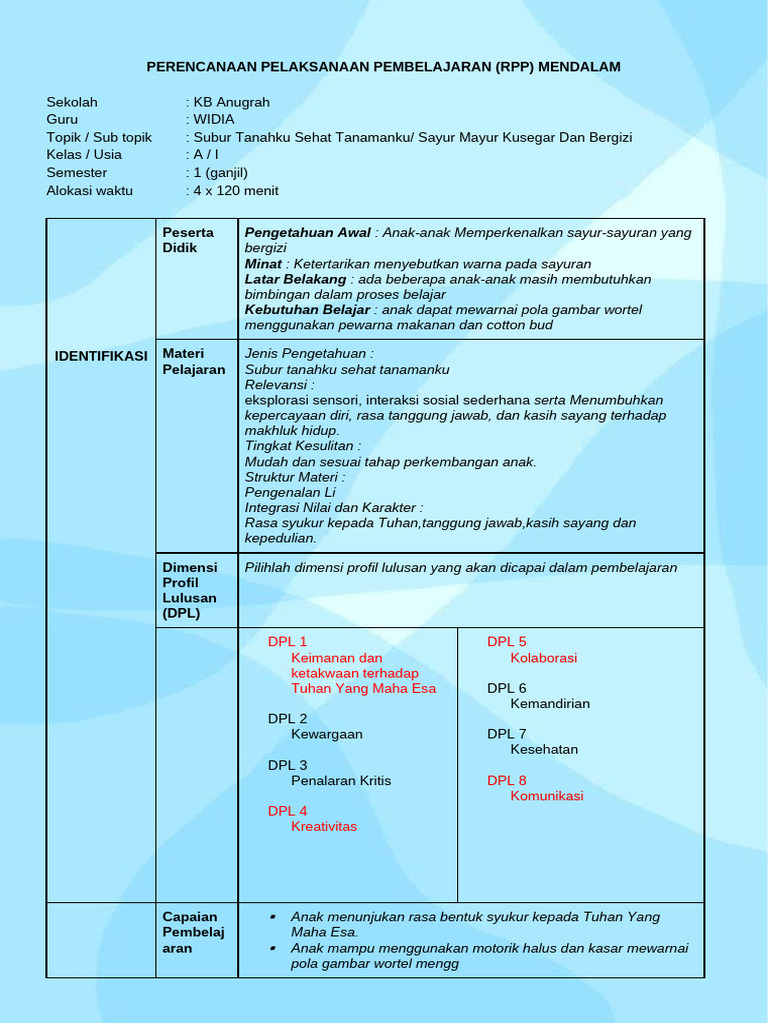 Rpp September h1 Widia | PDF