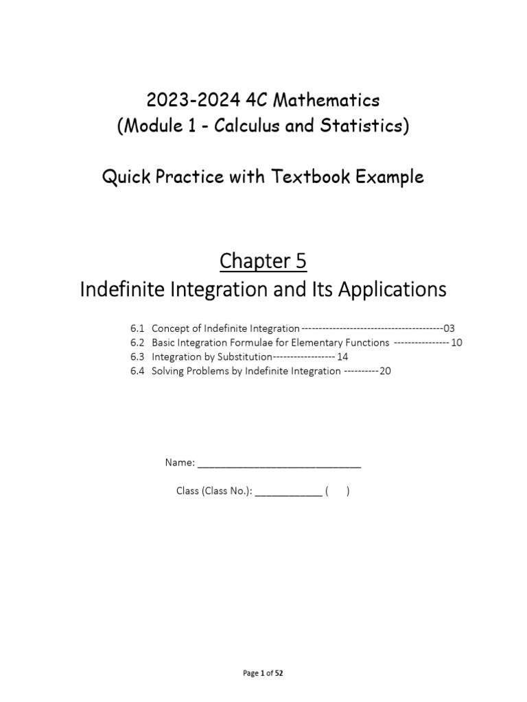 Indefinite Integration Practice Guide | PDF | Integral | Mathematical ...